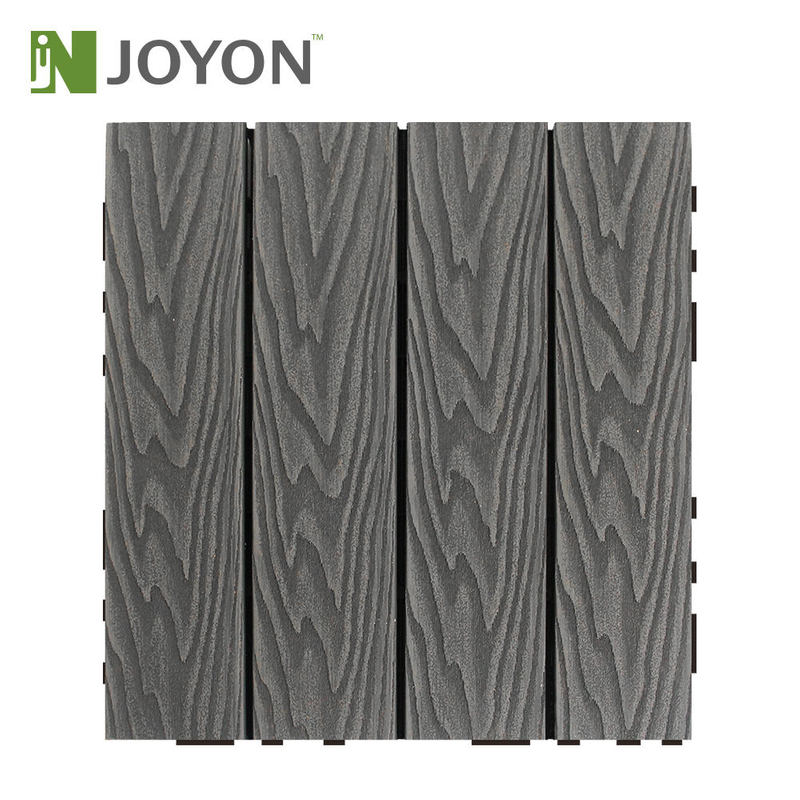 Gray Wood Grain Straight Slats 3D-Embossing WPC Interlocking Deck Tile from China manufacturer ...
