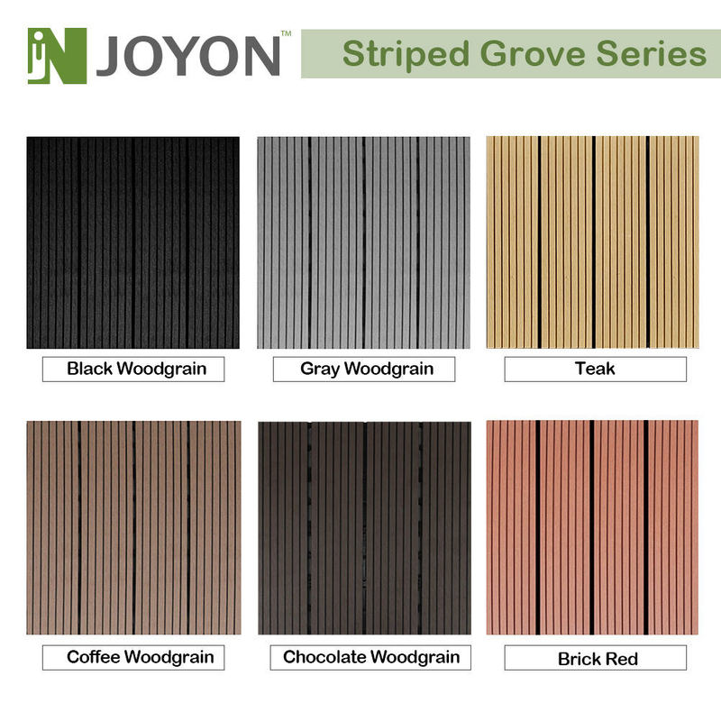 Teak Straight Slats Striped Groove WPC Interlocking Deck Tile from ...